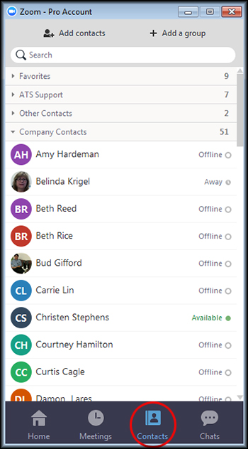Adding and Locating Contacts in Zoom (Students) – Athens State Help Desk